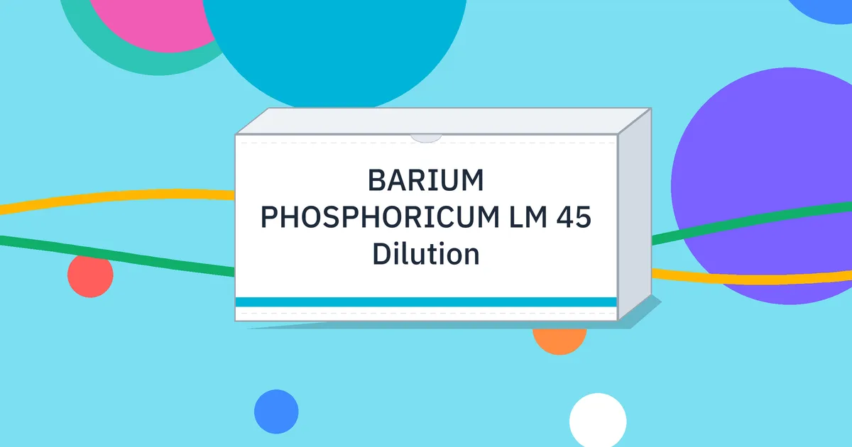 Symbolbild: Packung mit der Aufschrift BARIUM PHOSPHORICUM LM 45 Dilution (PZN 13379745) – Verfügbarkeit und Bezug in Apotheken in Frankfurt am Main