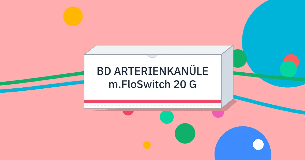 Symbolbild: Packung mit der Aufschrift BD ARTERIENKANÜLE m.FloSwitch 20 G (PZN 18321785) – Verfügbarkeit und Bezug in Apotheken in Frankfurt am Main