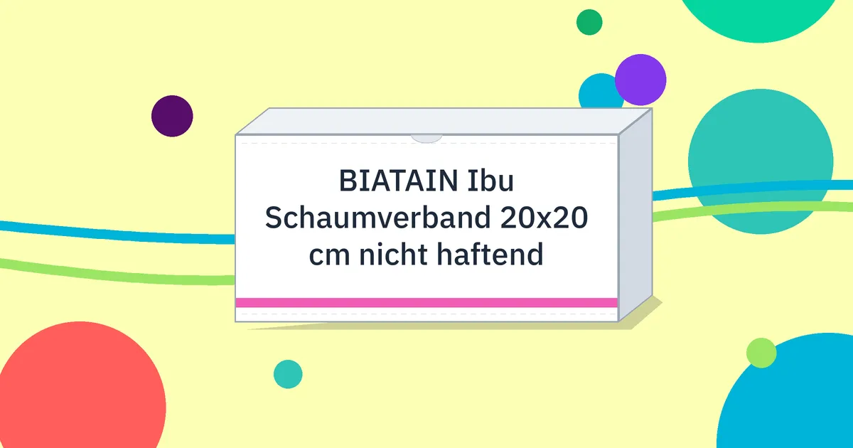 Symbolbild: Packung mit der Aufschrift BIATAIN Ibu Schaumverband 20x20 cm nicht haftend (PZN 04808526) – Verfügbarkeit und Bezug in Apotheken in Frankfurt am Main