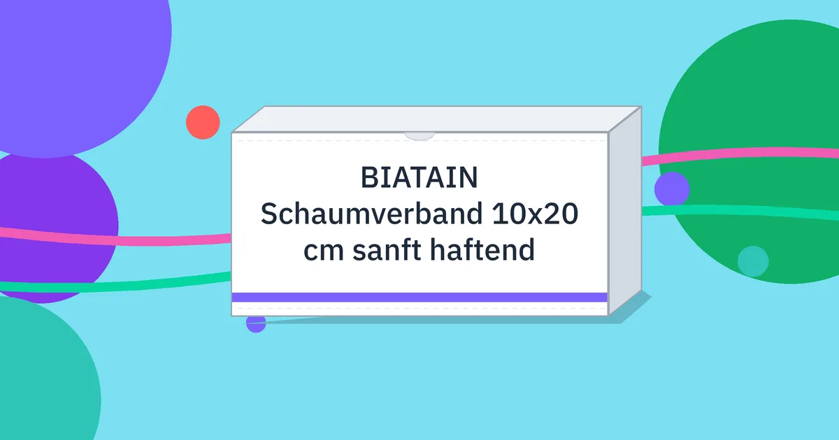 Symbolbild: Packung mit der Aufschrift BIATAIN Schaumverband 10x20 cm sanft haftend (PZN 19699008) – Verfügbarkeit und Bezug in Apotheken in Frankfurt am Main