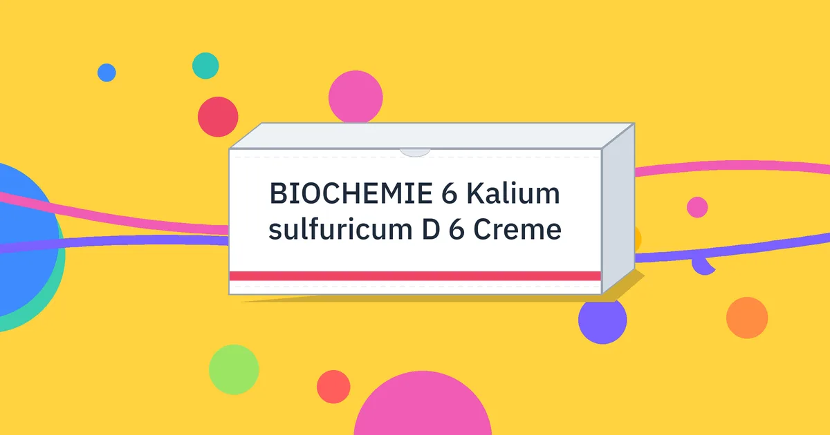 Symbolbild: Packung mit der Aufschrift BIOCHEMIE 6 Kalium sulfuricum D 6 Creme (PZN 04535241) – Verfügbarkeit und Bezug in Apotheken in Frankfurt am Main
