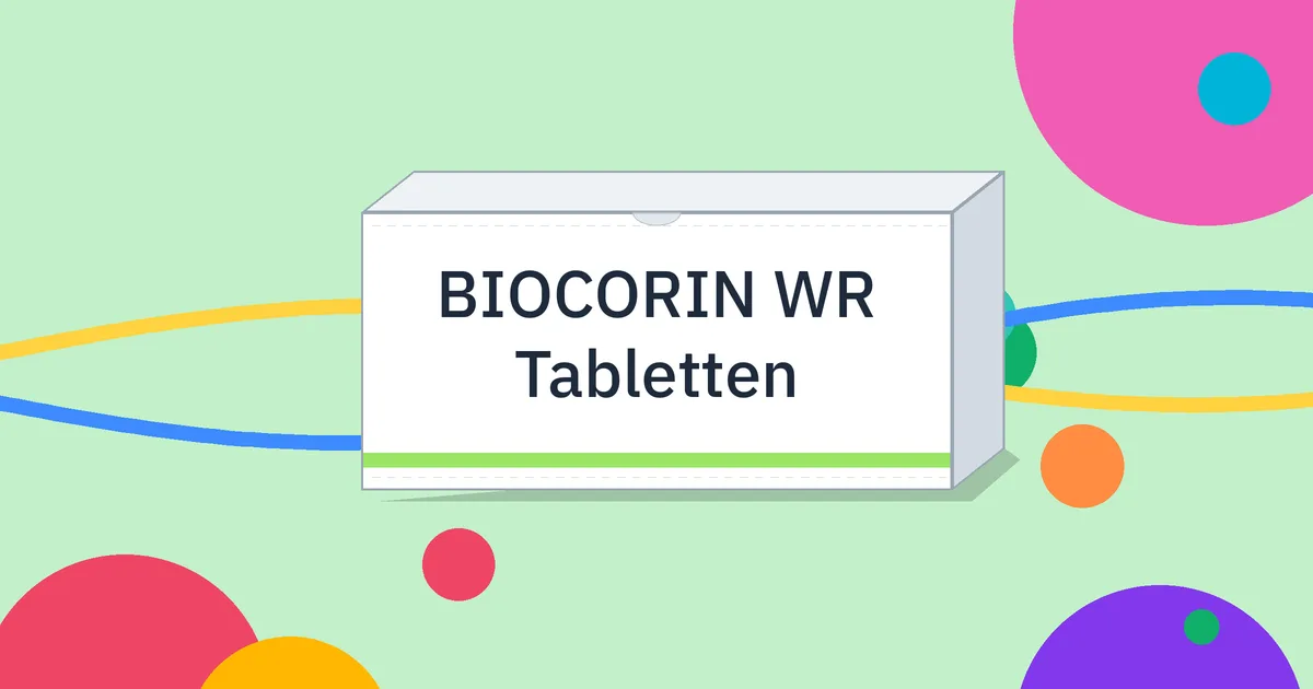 Symbolbild: Packung mit der Aufschrift BIOCORIN WR Tabletten (PZN 01668125) – Verfügbarkeit und Bezug in Apotheken in Frankfurt am Main