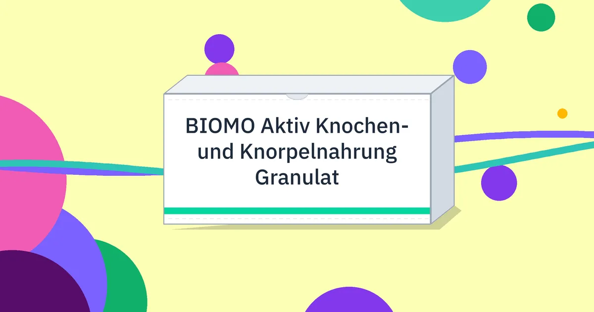 Symbolbild: Packung mit der Aufschrift BIOMO Aktiv Knochen- und Knorpelnahrung Granulat (PZN 10252004) – Verfügbarkeit und Bezug in Apotheken in Frankfurt am Main