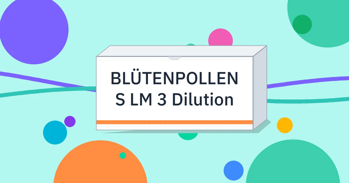 Symbolbild: Packung mit der Aufschrift BLÜTENPOLLEN S LM 3 Dilution (PZN 12795097) – Verfügbarkeit und Bezug in Apotheken in Frankfurt am Main