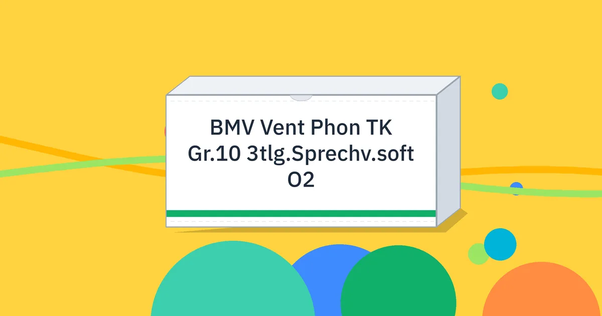 Symbolbild: Packung mit der Aufschrift BMV Vent Phon TK Gr.10 3tlg.Sprechv.soft O2 (PZN 18385986) – Verfügbarkeit und Bezug in Apotheken in Frankfurt am Main