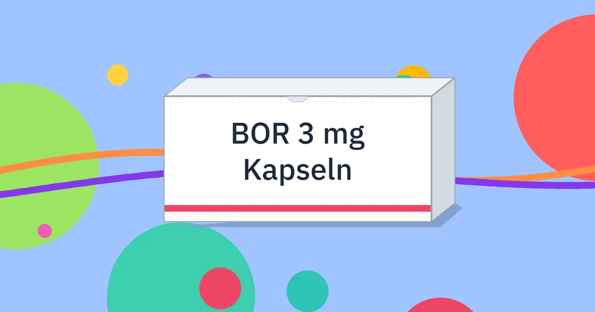 Symbolbild: Packung mit der Aufschrift BOR 3 mg Kapseln (PZN 16657127) – Verfügbarkeit und Bezug in Apotheken in Frankfurt am Main
