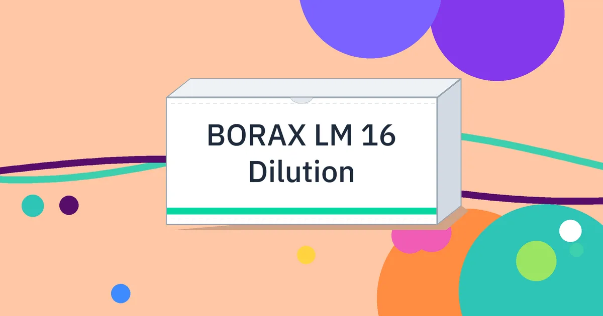 Symbolbild: Packung mit der Aufschrift BORAX LM 16 Dilution (PZN 12796174) – Verfügbarkeit und Bezug in Apotheken in Frankfurt am Main