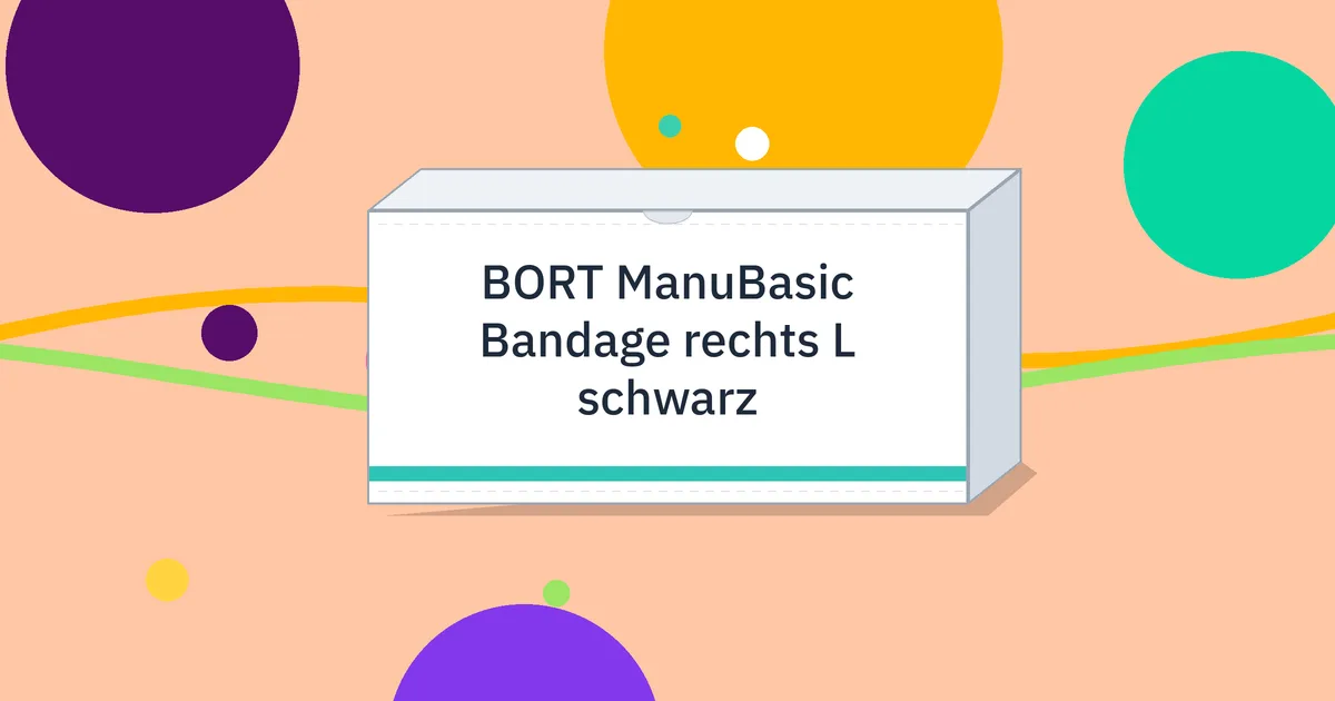 Symbolbild: Packung mit der Aufschrift BORT ManuBasic Bandage rechts L schwarz (PZN 02759427) – Verfügbarkeit und Bezug in Apotheken in Frankfurt am Main