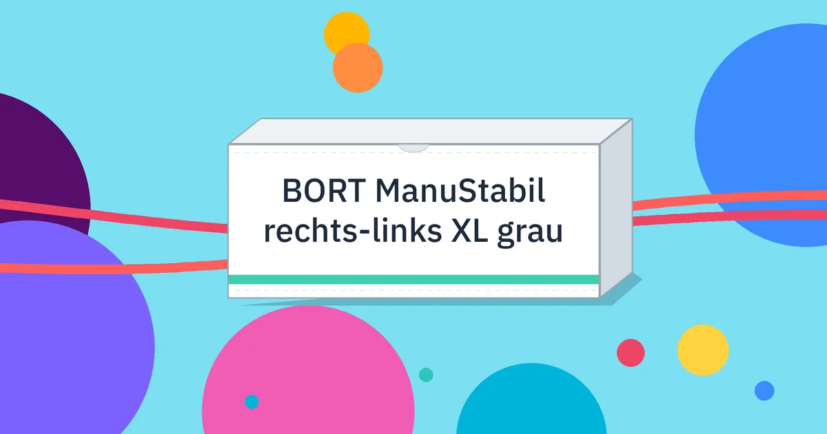 Symbolbild: Packung mit der Aufschrift BORT ManuStabil rechts-links XL grau (PZN 16318075) – Verfügbarkeit und Bezug in Apotheken in Frankfurt am Main