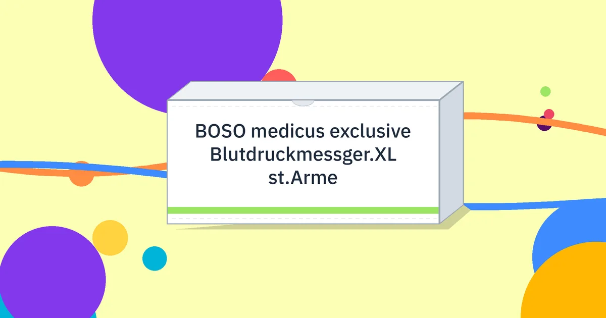 Symbolbild: Packung mit der Aufschrift BOSO medicus exclusive Blutdruckmessger.XL st.Arme (PZN 13814158) – Verfügbarkeit und Bezug in Apotheken in Frankfurt am Main