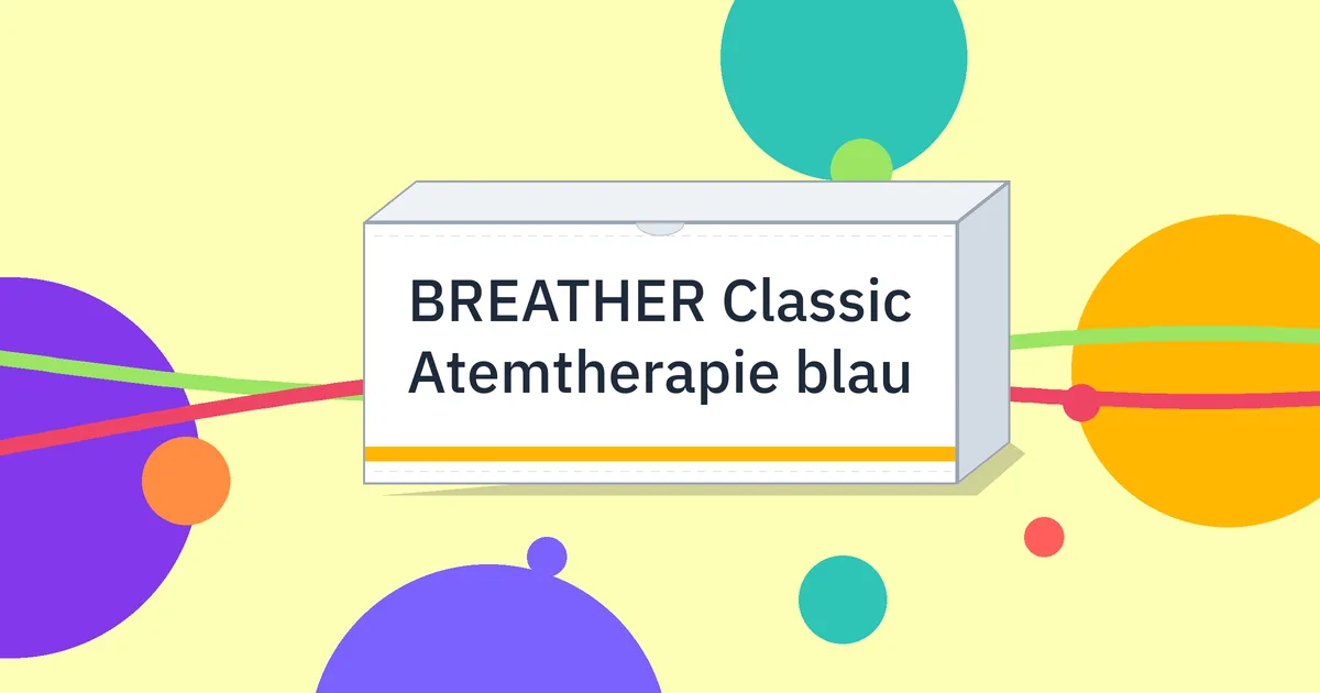 Symbolbild: Packung mit der Aufschrift BREATHER Classic Atemtherapie blau (PZN 17954040) – Verfügbarkeit und Bezug in Apotheken in Frankfurt am Main