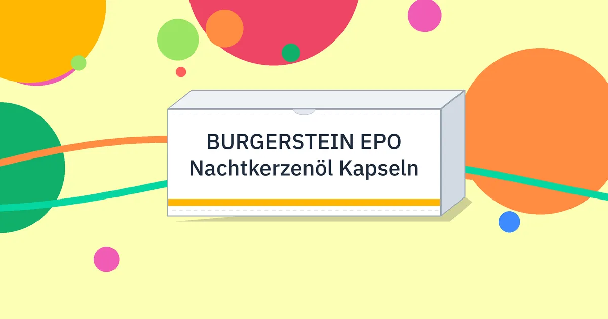Symbolbild: Packung mit der Aufschrift BURGERSTEIN EPO Nachtkerzenöl Kapseln (PZN 14303632) – Verfügbarkeit und Bezug in Apotheken in Frankfurt am Main