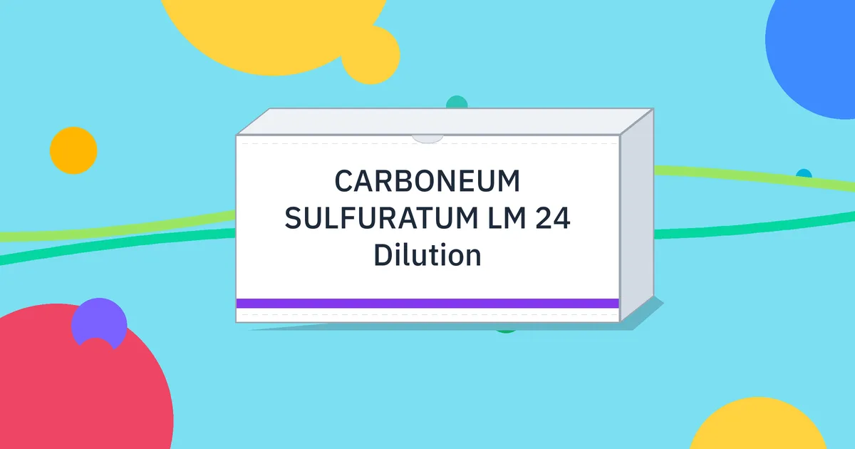 Symbolbild: Packung mit der Aufschrift CARBONEUM SULFURATUM LM 24 Dilution (PZN 12810023) – Verfügbarkeit und Bezug in Apotheken in Frankfurt am Main
