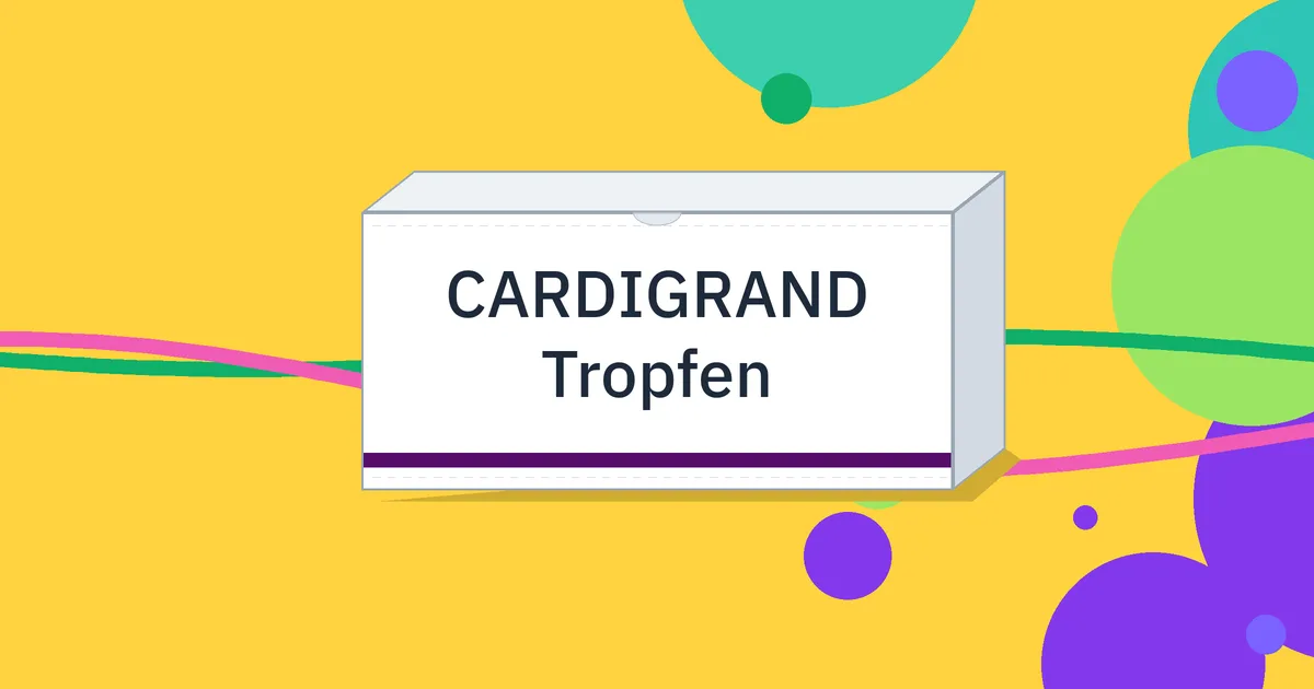 Symbolbild: Packung mit der Aufschrift CARDIGRAND Tropfen (PZN 00178554) – Verfügbarkeit und Bezug in Apotheken in Frankfurt am Main