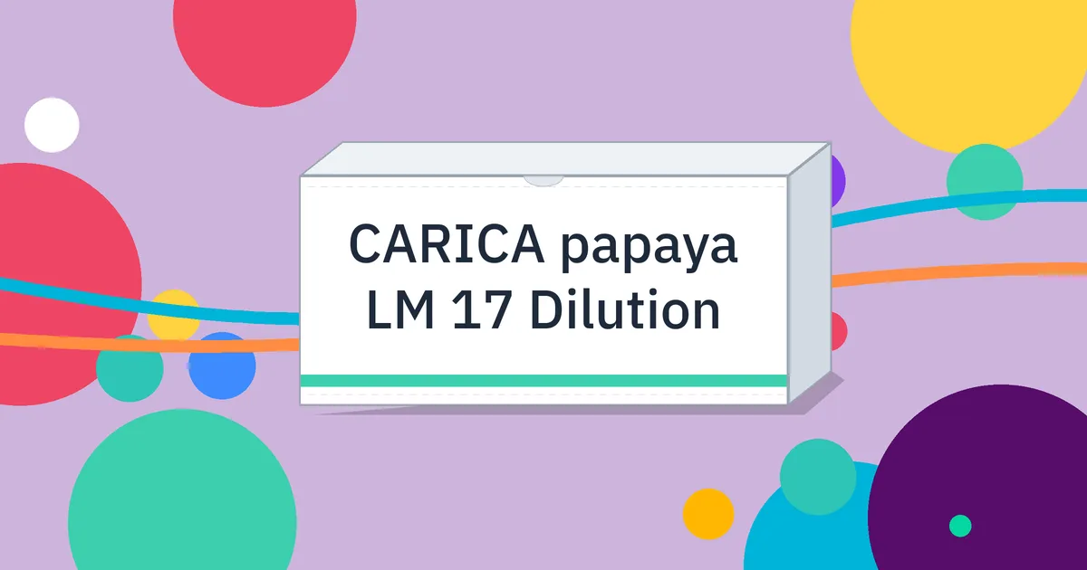 Symbolbild: Packung mit der Aufschrift CARICA papaya LM 17 Dilution (PZN 13430618) – Verfügbarkeit und Bezug in Apotheken in Frankfurt am Main