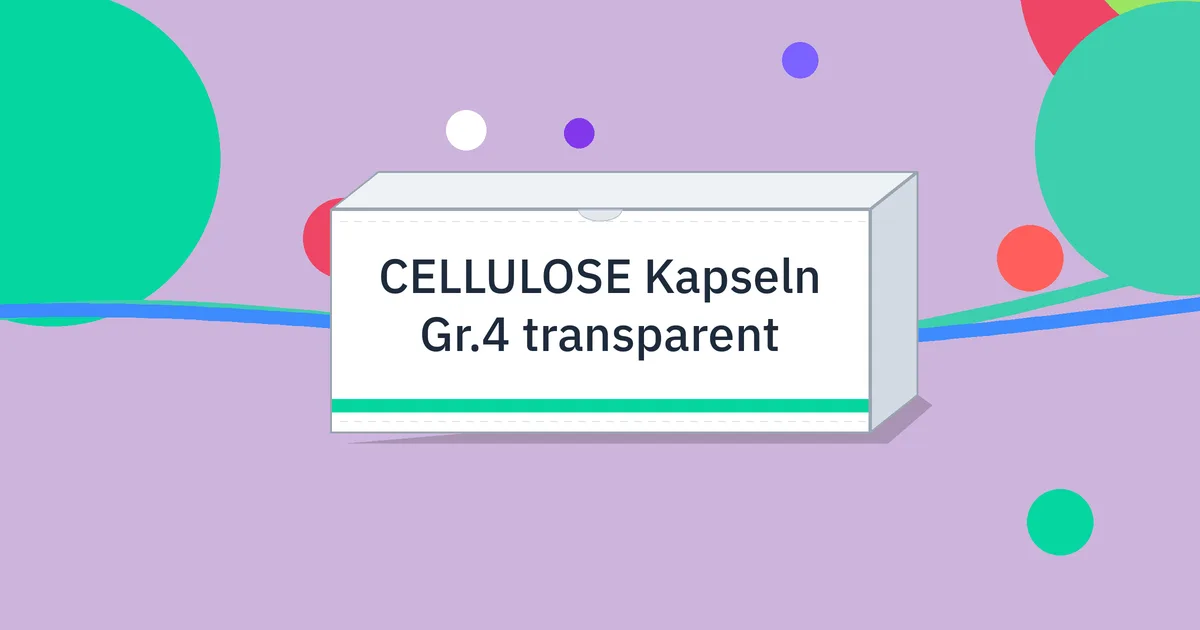 Symbolbild: Packung mit der Aufschrift CELLULOSE Kapseln Gr.4 transparent (PZN 18770690) – Verfügbarkeit und Bezug in Apotheken in Frankfurt am Main
