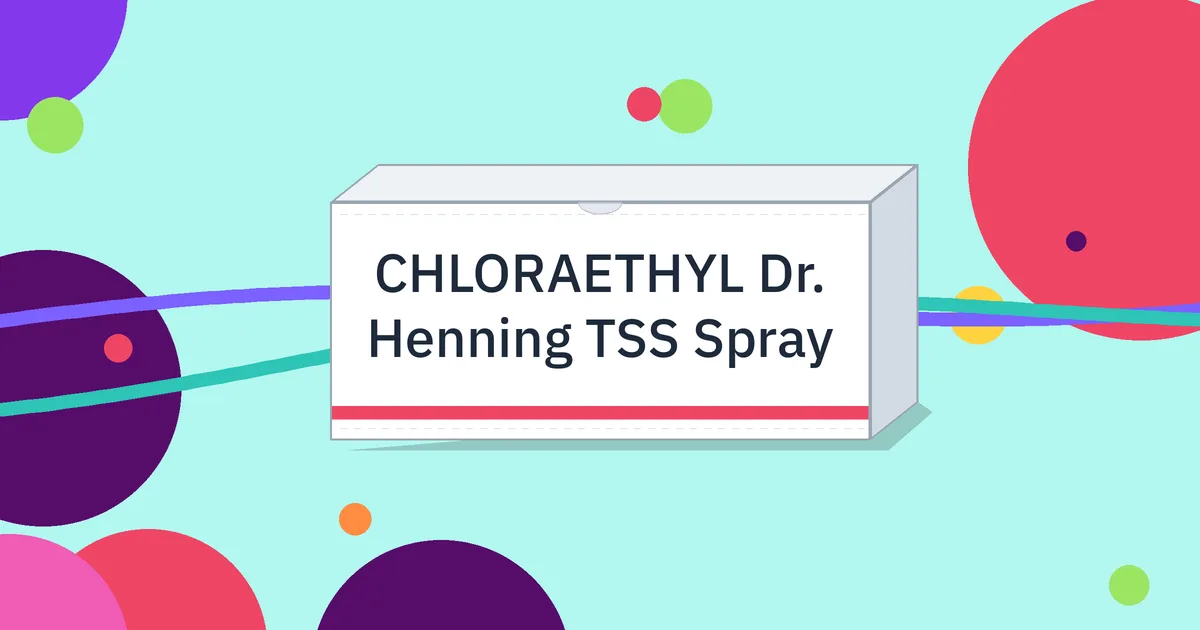 Symbolbild: Packung mit der Aufschrift CHLORAETHYL Dr. Henning TSS Spray (PZN 07320222) – Verfügbarkeit und Bezug in Apotheken in Frankfurt am Main
