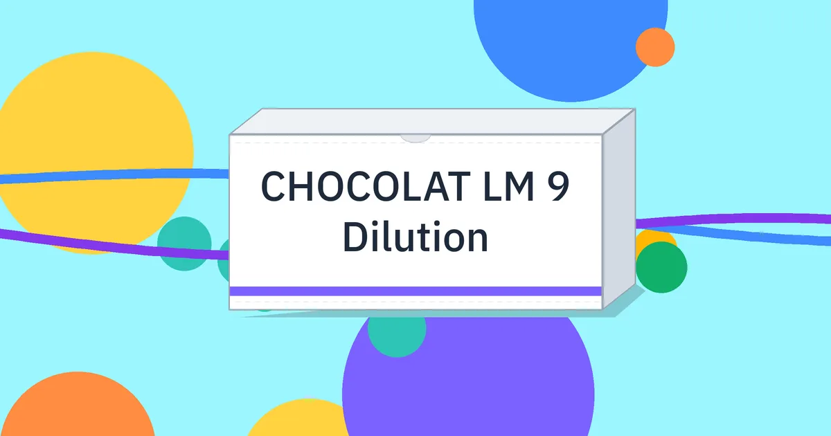 Symbolbild: Packung mit der Aufschrift CHOCOLAT LM 9 Dilution (PZN 12816853) – Verfügbarkeit und Bezug in Apotheken in Frankfurt am Main