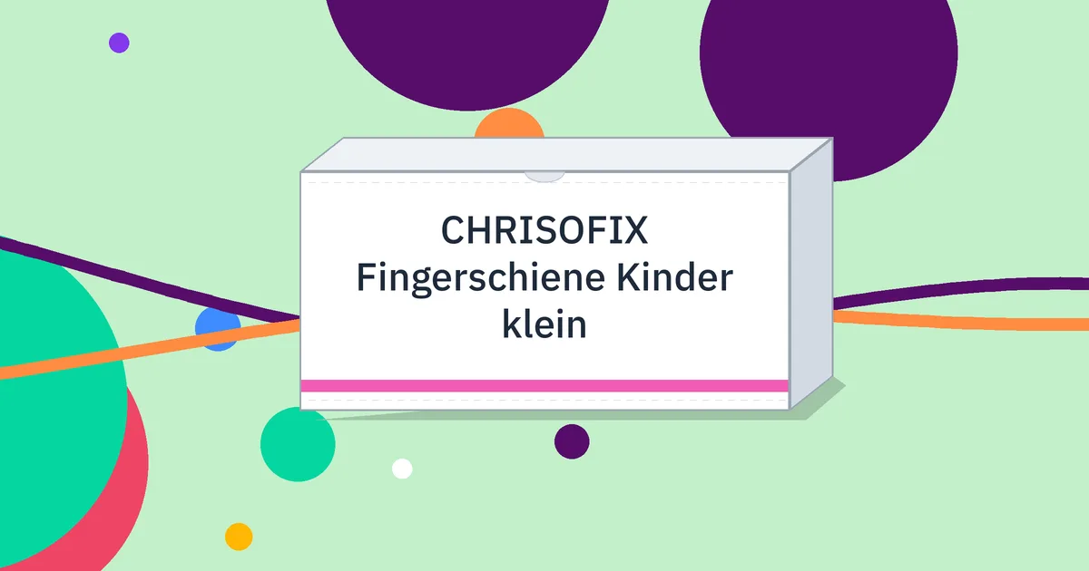 Symbolbild: Packung mit der Aufschrift CHRISOFIX Fingerschiene Kinder klein (PZN 09913877) – Verfügbarkeit und Bezug in Apotheken in Frankfurt am Main