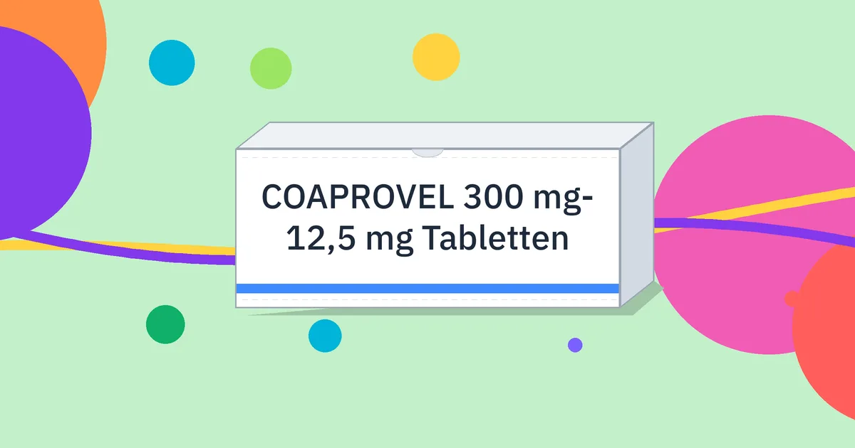 Symbolbild: Packung mit der Aufschrift COAPROVEL 300 mg-12,5 mg Tabletten (PZN 06910973) – Verfügbarkeit und Bezug in Apotheken in Frankfurt am Main