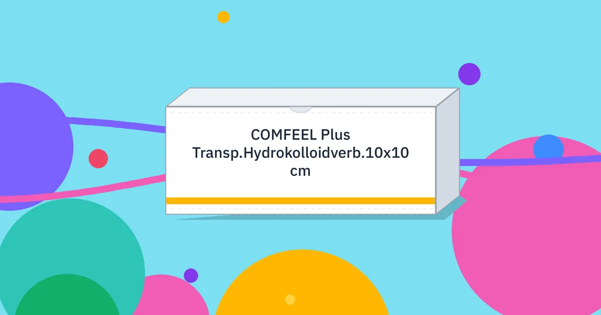 Symbolbild: Packung mit der Aufschrift COMFEEL Plus Transp.Hydrokolloidverb.10x10 cm (PZN 14332094) – Verfügbarkeit und Bezug in Apotheken in Frankfurt am Main