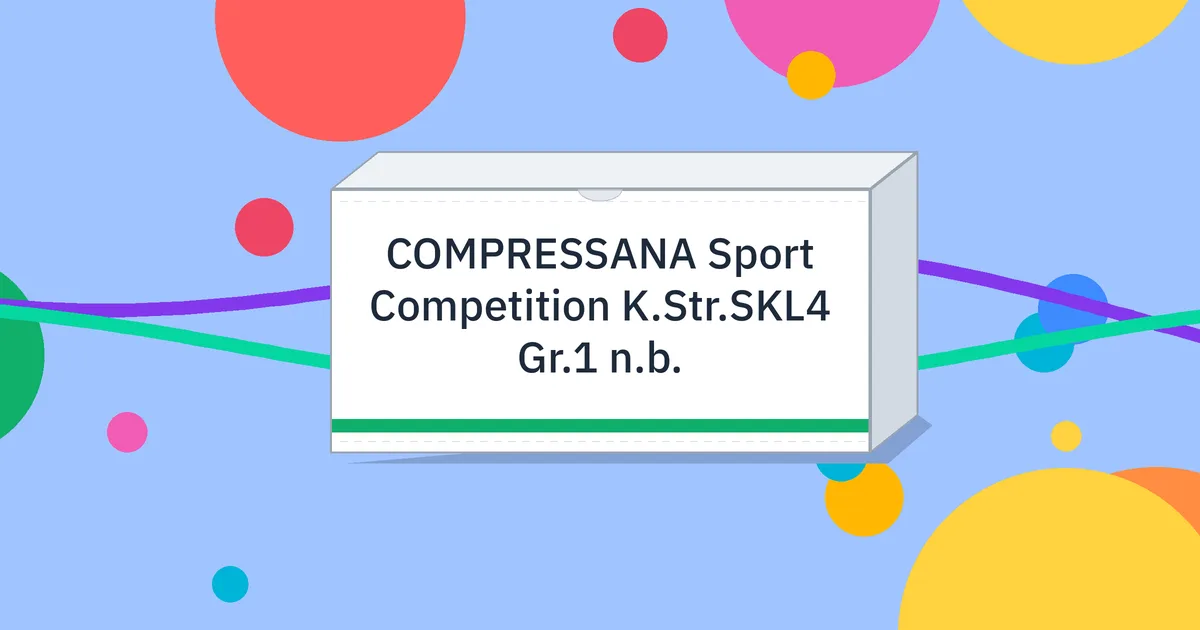 Symbolbild: Packung mit der Aufschrift COMPRESSANA Sport Competition K.Str.SKL4 Gr.1 n.b. (PZN 11218469) – Verfügbarkeit und Bezug in Apotheken in Frankfurt am Main