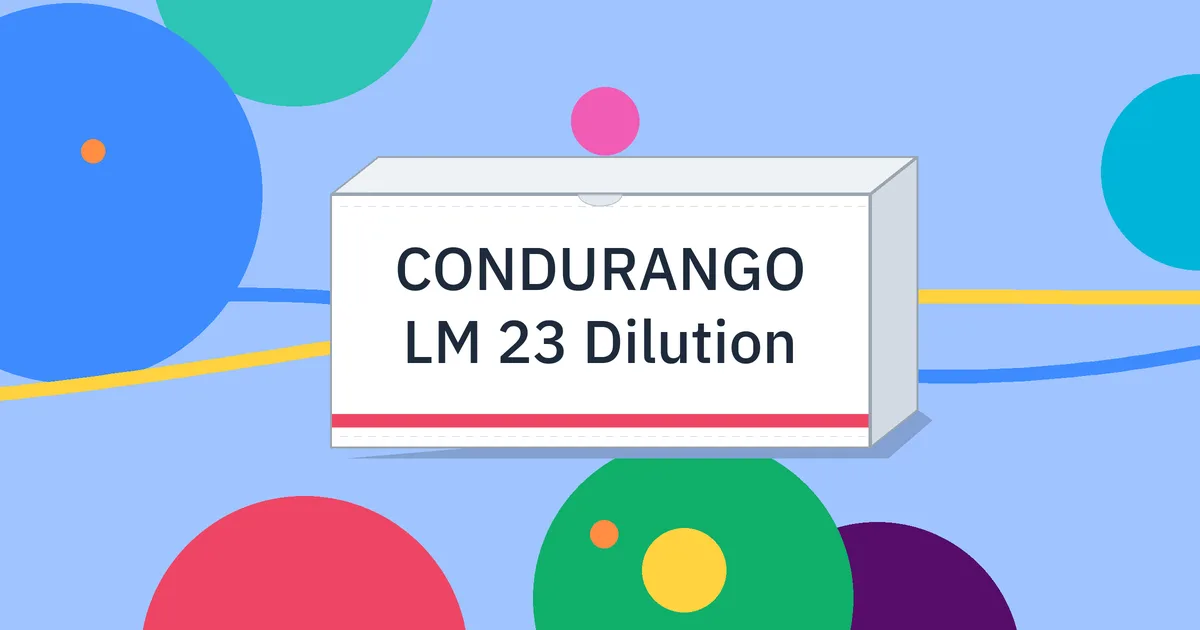 Symbolbild: Packung mit der Aufschrift CONDURANGO LM 23 Dilution (PZN 13449813) – Verfügbarkeit und Bezug in Apotheken in Frankfurt am Main
