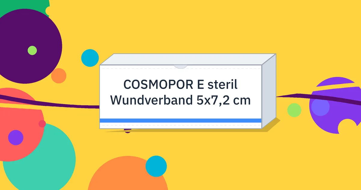 Symbolbild: Packung mit der Aufschrift COSMOPOR E steril Wundverband 5x7,2 cm (PZN 20543487) – Verfügbarkeit und Bezug in Apotheken in Frankfurt am Main