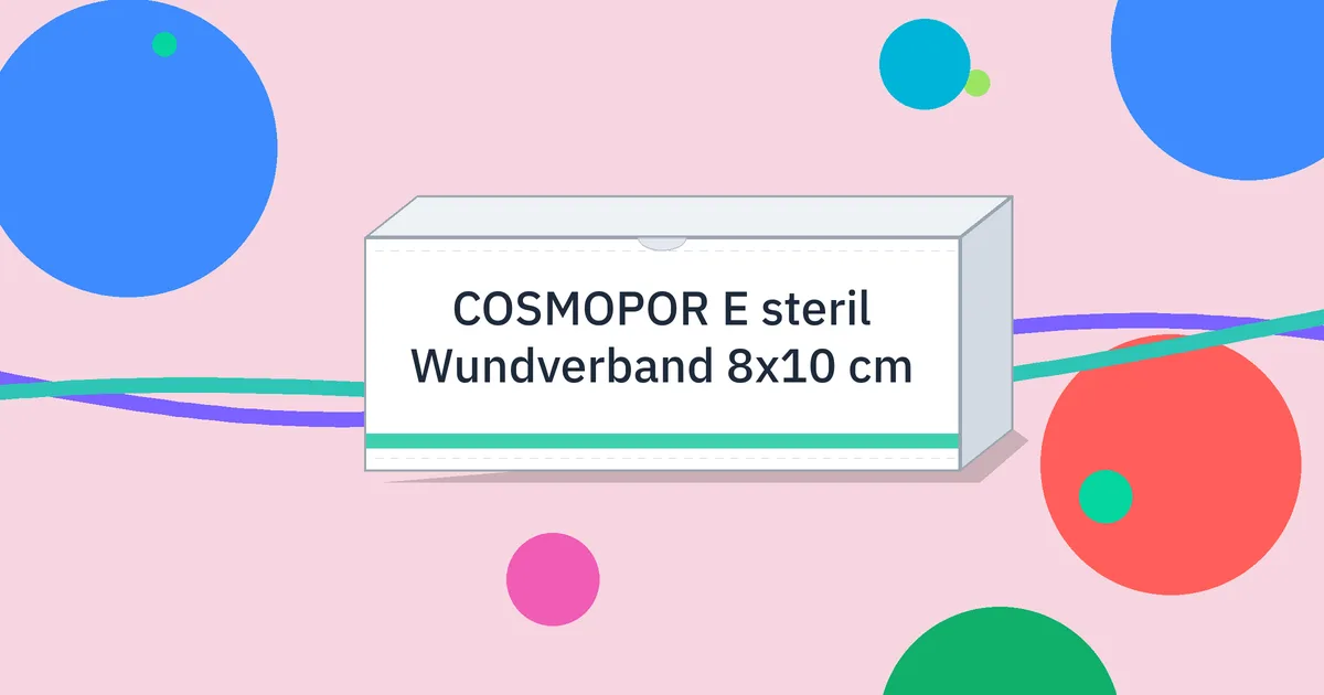 Symbolbild: Packung mit der Aufschrift COSMOPOR E steril Wundverband 8x10 cm (PZN 19214873) – Verfügbarkeit und Bezug in Apotheken in Frankfurt am Main
