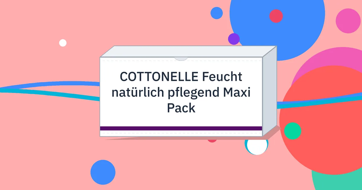 Symbolbild: Packung mit der Aufschrift COTTONELLE Feucht natürlich pflegend Maxi Pack (PZN 19429680) – Verfügbarkeit und Bezug in Apotheken in Frankfurt am Main