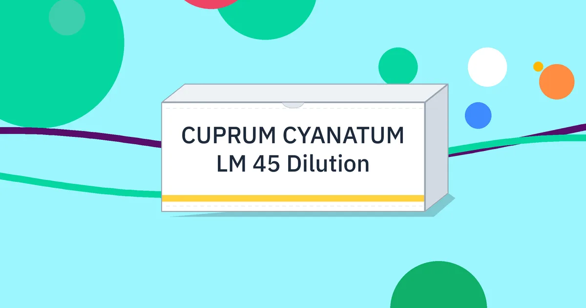 Symbolbild: Packung mit der Aufschrift CUPRUM CYANATUM LM 45 Dilution (PZN 13458427) – Verfügbarkeit und Bezug in Apotheken in Frankfurt am Main