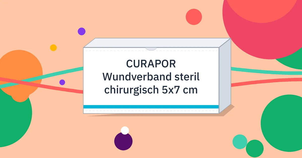 Symbolbild: Packung mit der Aufschrift CURAPOR Wundverband steril chirurgisch 5x7 cm (PZN 20891975) – Verfügbarkeit und Bezug in Apotheken in Frankfurt am Main