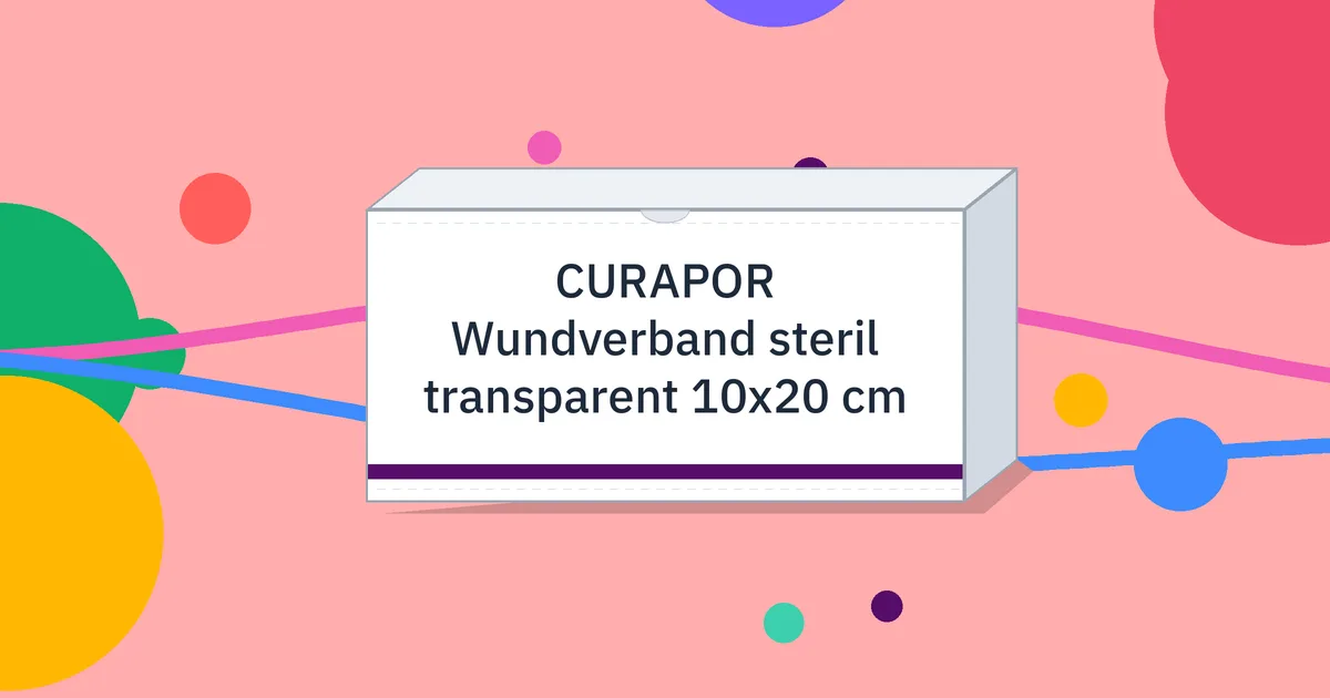 Symbolbild: Packung mit der Aufschrift CURAPOR Wundverband steril transparent 10x20 cm (PZN 18163487) – Verfügbarkeit und Bezug in Apotheken in Frankfurt am Main