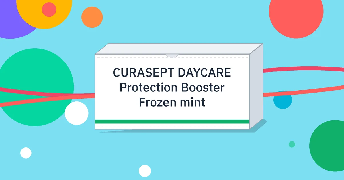 Symbolbild: Packung mit der Aufschrift CURASEPT DAYCARE Protection Booster Frozen mint (PZN 18680219) – Verfügbarkeit und Bezug in Apotheken in Frankfurt am Main