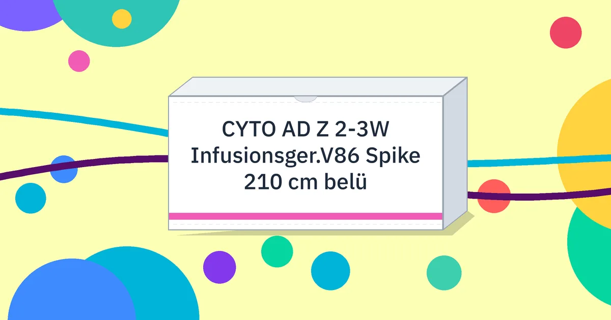 Symbolbild: Packung mit der Aufschrift CYTO AD Z 2-3W Infusionsger.V86 Spike 210 cm belü (PZN 16135848) – Verfügbarkeit und Bezug in Apotheken in Frankfurt am Main