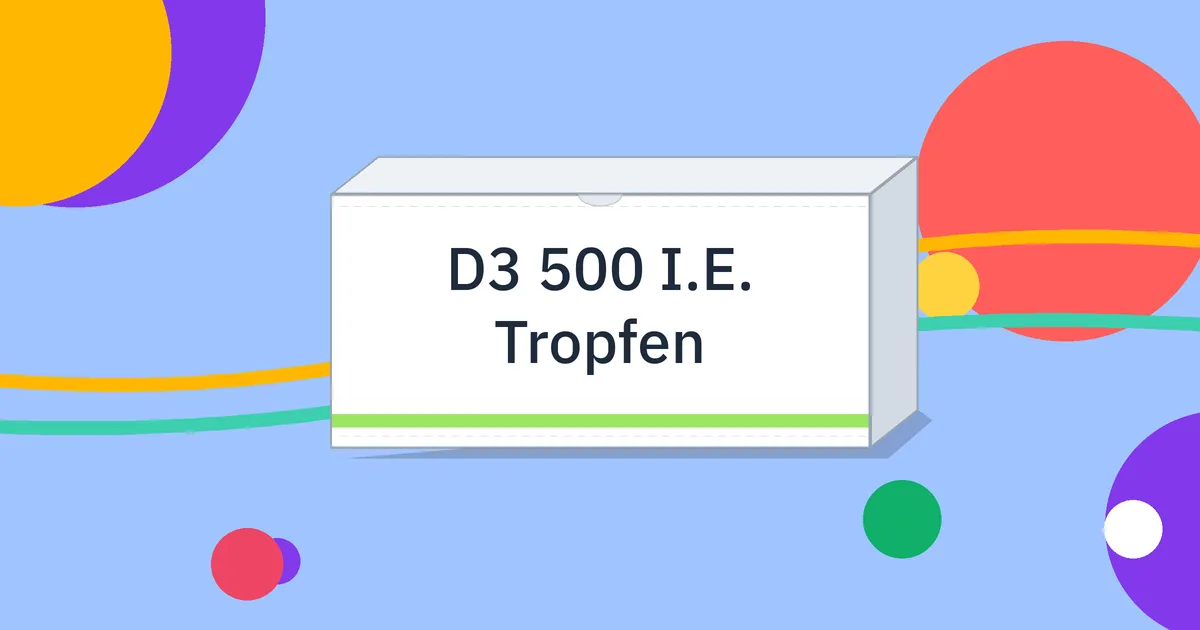 Symbolbild: Packung mit der Aufschrift D3 500 I.E. Tropfen (PZN 19555404) – Verfügbarkeit und Bezug in Apotheken in Frankfurt am Main