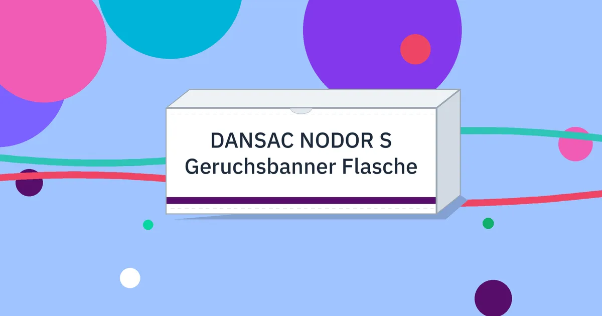 Symbolbild: Packung mit der Aufschrift DANSAC NODOR S Geruchsbanner Flasche (PZN 03506668) – Verfügbarkeit und Bezug in Apotheken in Frankfurt am Main