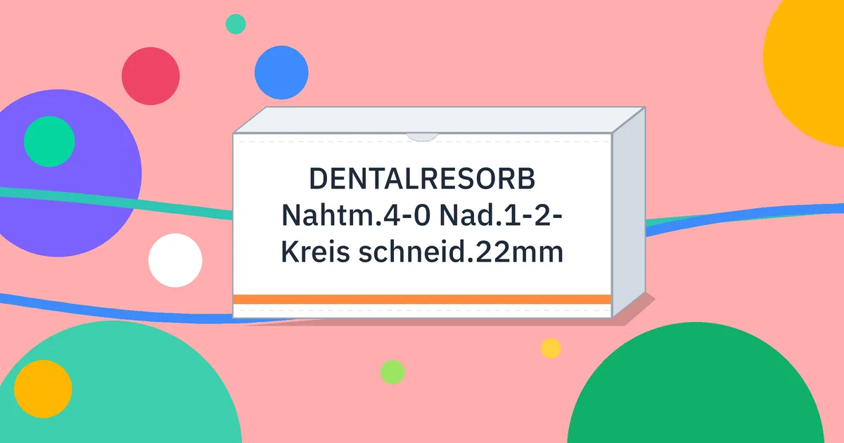 Symbolbild: Packung mit der Aufschrift DENTALRESORB Nahtm.4-0 Nad.1-2-Kreis schneid.22mm (PZN 16756869) – Verfügbarkeit und Bezug in Apotheken in Frankfurt am Main