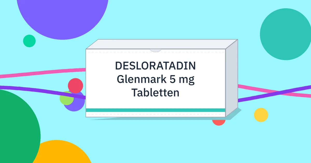 Symbolbild: Packung mit der Aufschrift DESLORATADIN Glenmark 5 mg Tabletten (PZN 09782961) – Verfügbarkeit und Bezug in Apotheken in Frankfurt am Main