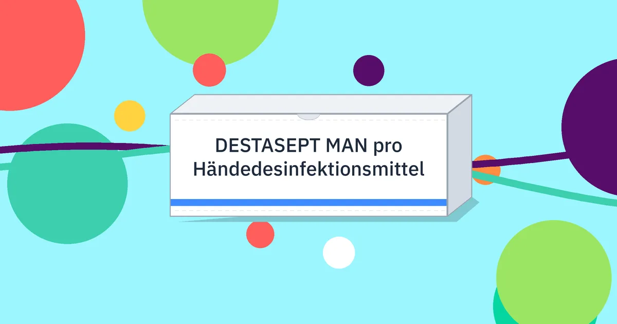 Symbolbild: Packung mit der Aufschrift DESTASEPT MAN pro Händedesinfektionsmittel (PZN 10142592) – Verfügbarkeit und Bezug in Apotheken in Frankfurt am Main