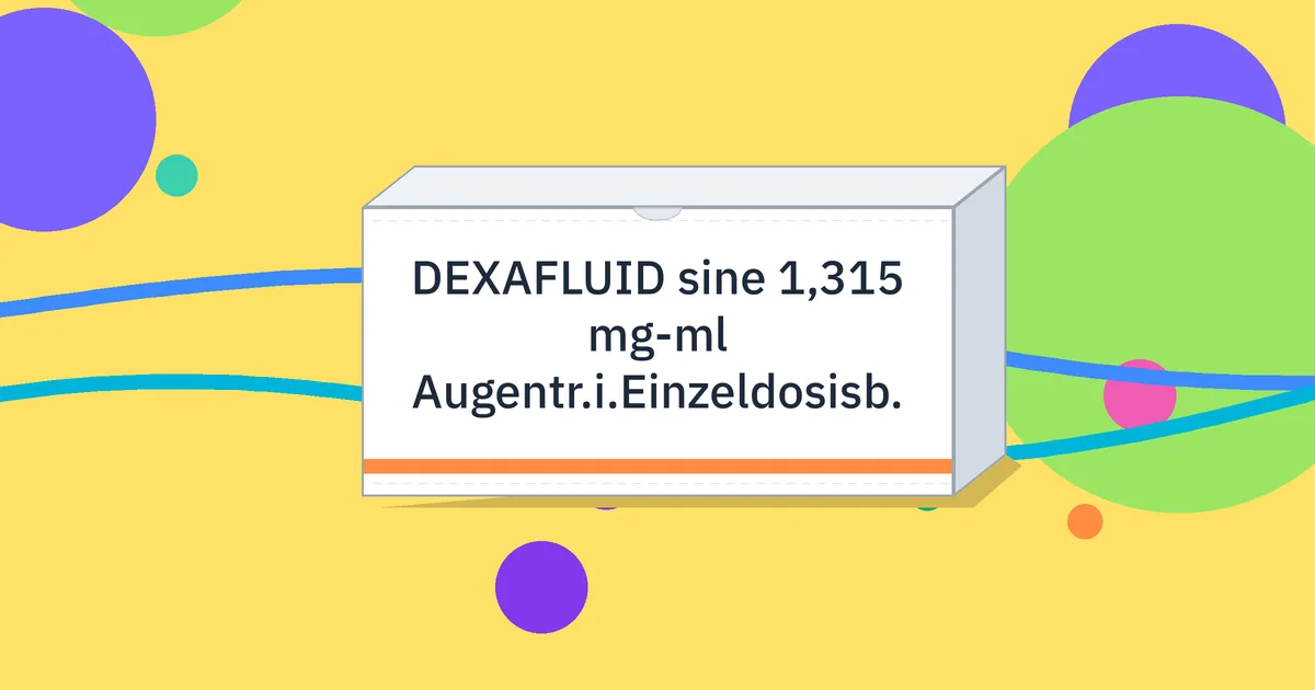 Symbolbild: Packung mit der Aufschrift DEXAFLUID sine 1,315 mg-ml Augentr.i.Einzeldosisb. (PZN 10420275) – Verfügbarkeit und Bezug in Apotheken in Frankfurt am Main