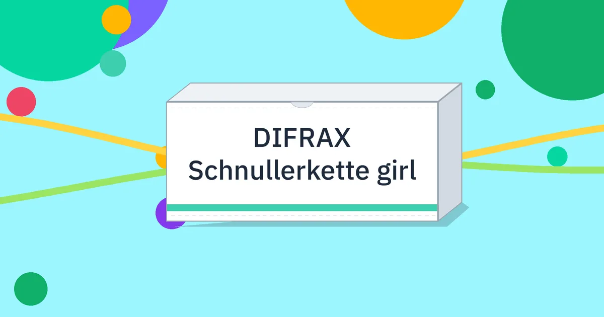 Symbolbild: Packung mit der Aufschrift DIFRAX Schnullerkette girl (PZN 12518825) – Verfügbarkeit und Bezug in Apotheken in Frankfurt am Main