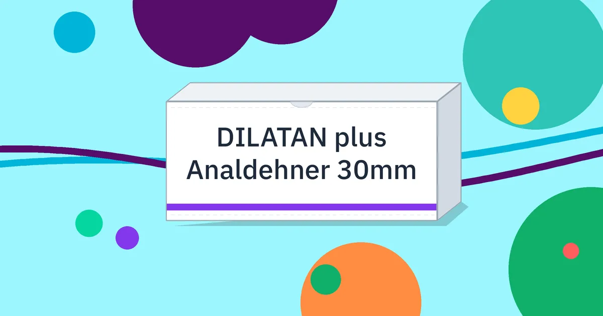 Symbolbild: Packung mit der Aufschrift DILATAN plus Analdehner 30mm (PZN 03367899) – Verfügbarkeit und Bezug in Apotheken in Frankfurt am Main