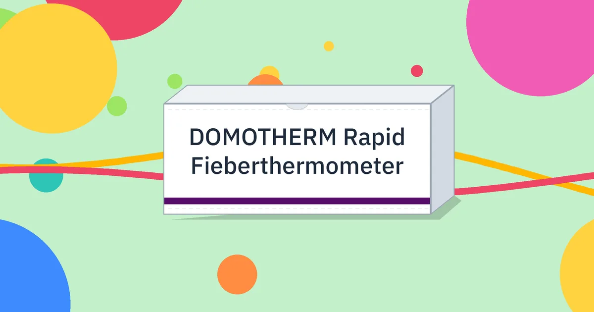 Symbolbild: Packung mit der Aufschrift DOMOTHERM Rapid Fieberthermometer (PZN 03025437) – Verfügbarkeit und Bezug in Apotheken in Frankfurt am Main
