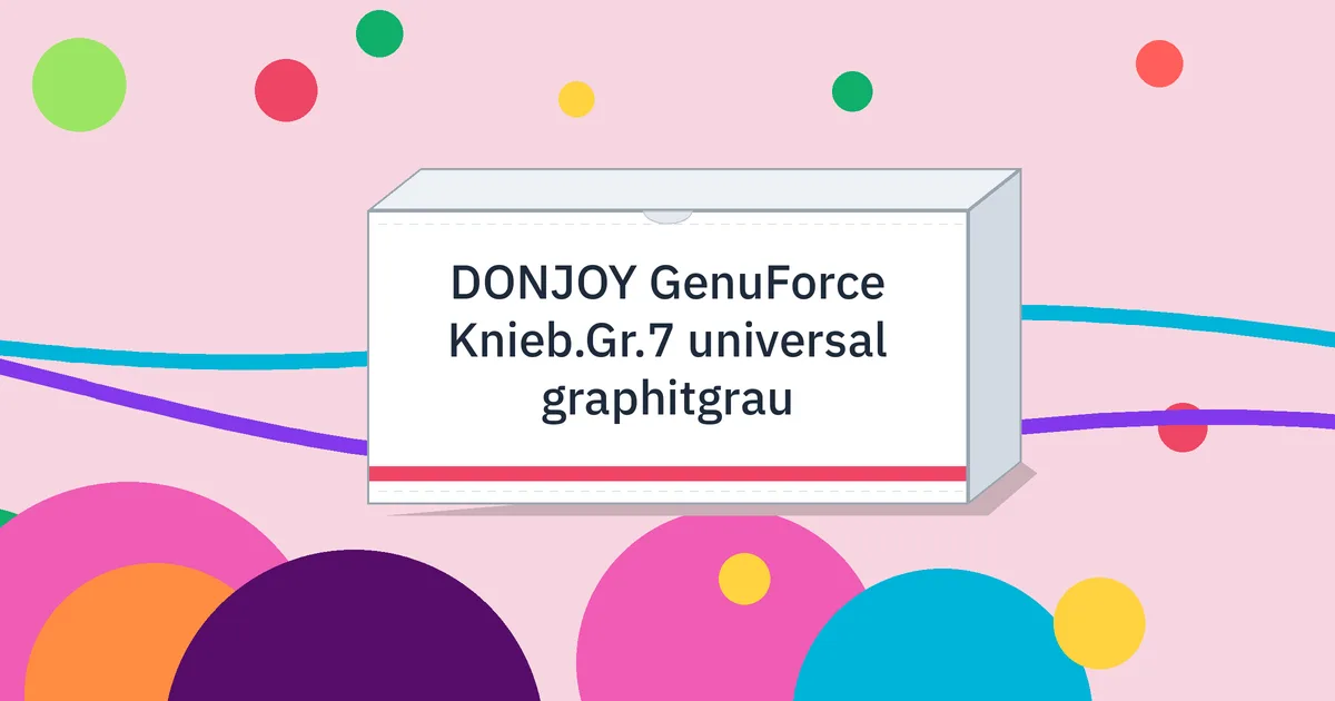 Symbolbild: Packung mit der Aufschrift DONJOY GenuForce Knieb.Gr.7 universal graphitgrau (PZN 18668738) – Verfügbarkeit und Bezug in Apotheken in Frankfurt am Main