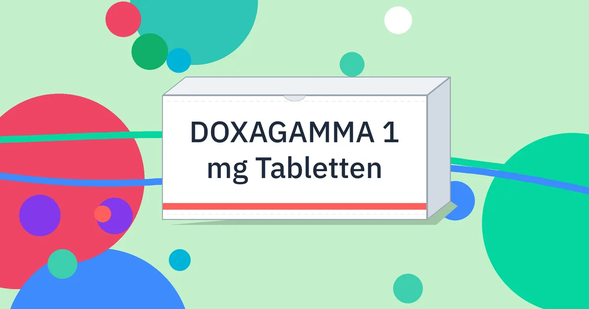 Symbolbild: Packung mit der Aufschrift DOXAGAMMA 1 mg Tabletten (PZN 00947308) – Verfügbarkeit und Bezug in Apotheken in Frankfurt am Main