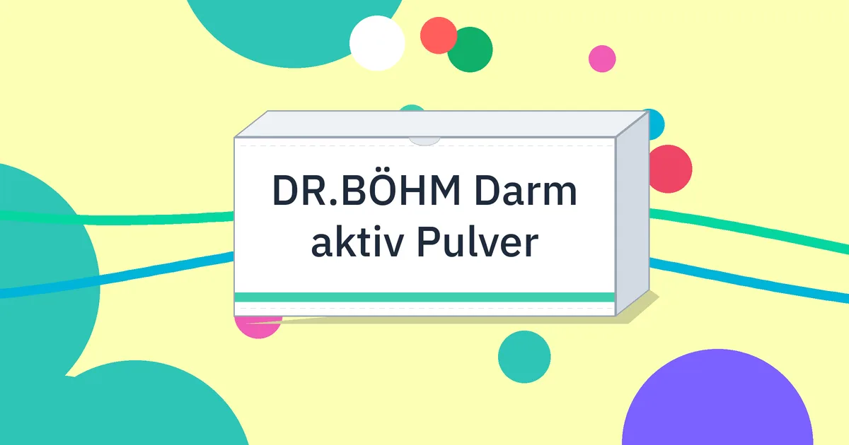Symbolbild: Packung mit der Aufschrift DR.BÖHM Darm aktiv Pulver (PZN 19105730) – Verfügbarkeit und Bezug in Apotheken in Frankfurt am Main