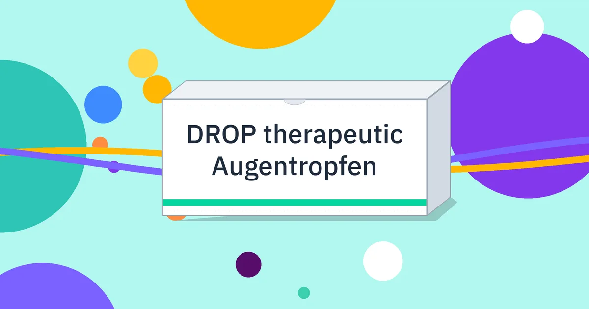 Symbolbild: Packung mit der Aufschrift DROP therapeutic Augentropfen (PZN 16510619) – Verfügbarkeit und Bezug in Apotheken in Frankfurt am Main
