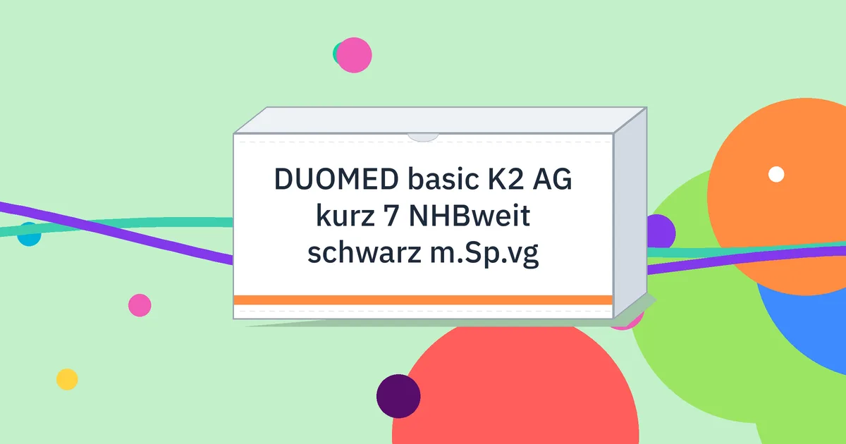 Symbolbild: Packung mit der Aufschrift DUOMED basic K2 AG kurz 7 NHBweit schwarz m.Sp.vg (PZN 20908629) – Verfügbarkeit und Bezug in Apotheken in Frankfurt am Main