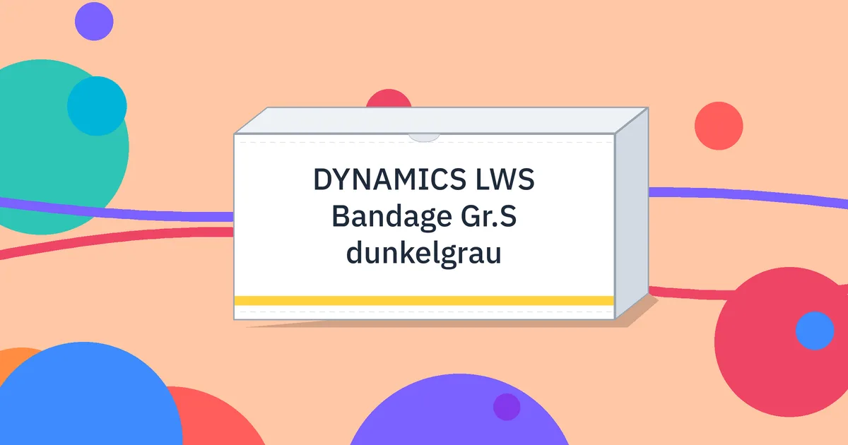 Symbolbild: Packung mit der Aufschrift DYNAMICS LWS Bandage Gr.S dunkelgrau (PZN 12400420) – Verfügbarkeit und Bezug in Apotheken in Frankfurt am Main